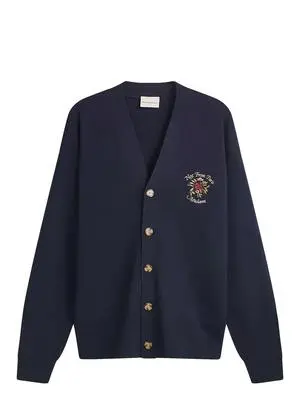 Drole De Monsieur Rose Slogan Cardigan - Navy