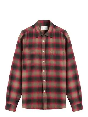 Nn07 Deon Check Flannel Shirt - Red Check