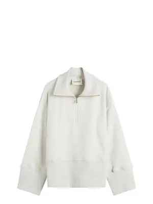 Closed Half Zip Long Sleeve Sweatshirt - Neutrals