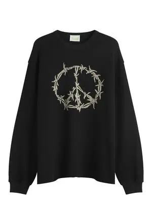 Aries Peace Press Gothic Waffle Long Sleeve T-shirt - Black