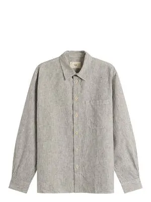 Folk Easy Fit Shirt - Black Linen Stripe
