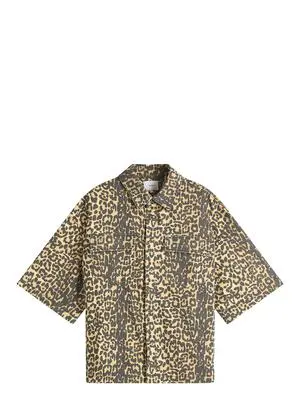 Rhude Leopard Short Sleeve Shirt - Black/tan