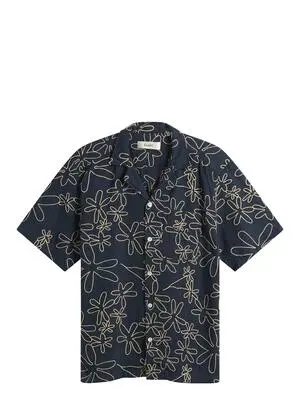 FORET Peer Embroidery Regular Fit Ss Shirt - Navy