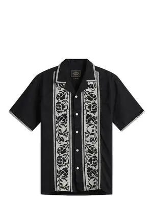 Portuguese Flannel Cross Stitch Vacation Shirt - Black