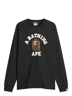 A BATHING APE Long Sleeve College T-shirt - Black