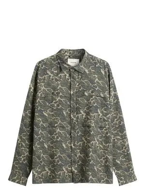 KESTIN Landscape Print Taymount Overshirt - Olive