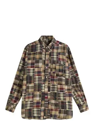 BEAMS Patchwork Madras Shirt - Brown