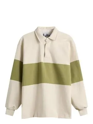 CAFÉ MOUNTAIN Block Stripe Sportsman Shirt - Ecru/kiwi