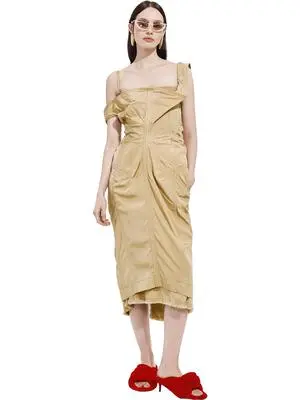 Bottega Veneta Washed Silk Taffeta Dress - Tapioca