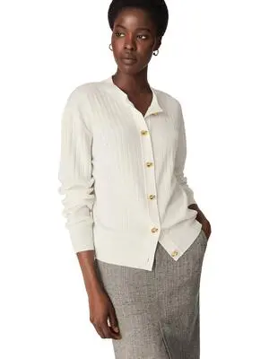 Bottega Veneta Wool Rib Cardigan - Chalk