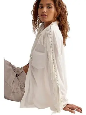 THE TALES Western Nights Fringe Button Down At - Opal
