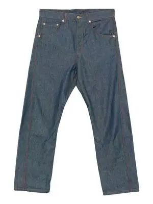 Moschino Contrast-stitch Logo-patch Jeans - Blue