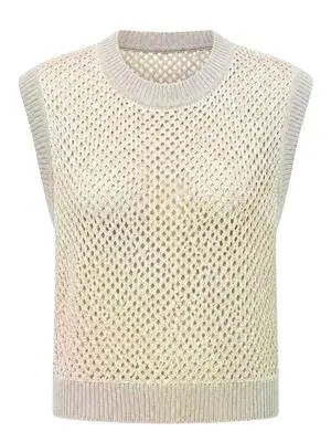 Max & Moi Open-knit Ribbed-trim Sweater - Neutrals