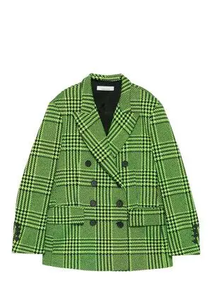 Liviana Conti Double-breasted Check-pattern Blazer - Green