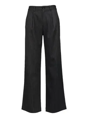 GLOWNY G Gentle Pinstriped Pleated Trousers - Grey