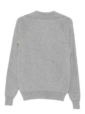 LARDINI Contrast-trim Long-sleeve Sweater - Grey