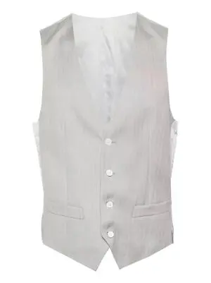 Corneliani Herringbone-pattern Virgin Wool Waistcoat - Grey
