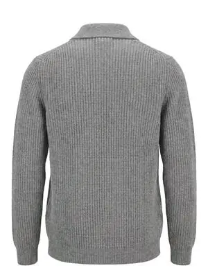 LARDINI Ribbed-knit Wool Cardigan - Grey