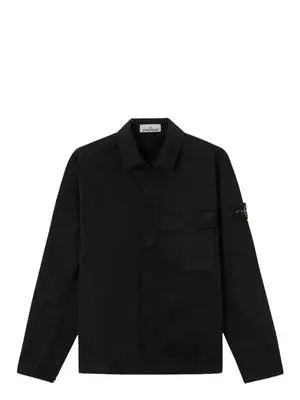 Stone Island Logo-patch Cotton-twill Shirt Jacket - Black