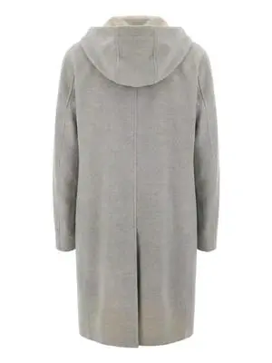LARDINI Single-breasted Hooded Wool Coat - Grey