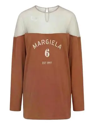 MAISON MARGIELA Logo-print Panelled T-shirt - Brown