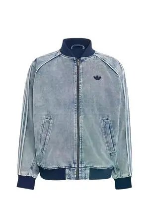Adidas Logo-embroidered Denim Jacket - Blue