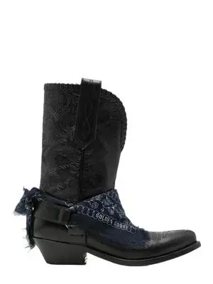 GOLDEN GOOSE Embellished Leather Boots - Black