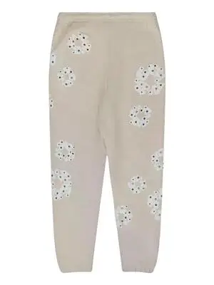 DENIM TEARS Cotton Wreath Rhinestone Track Pants - Neutrals