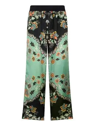 Roberto Cavalli Floral-print Wide-leg Trousers - Black