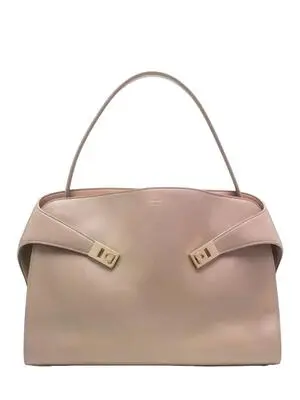 FERRAGAMO Hug Leather Shoulder Bag - Neutrals