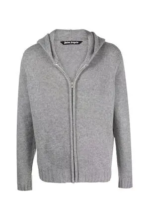 Palm Angels Intarsia-logo Zip-up Hoodie - Grey