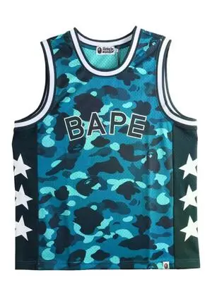 A BATHING APE Camo-print Star-patch T-shirt - Blue