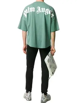 Palm Angels Logo-print Over T-shirt - Green