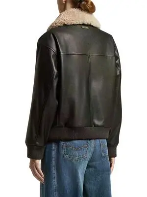 Peserico Shearling-collar Bomber Jacket - Black