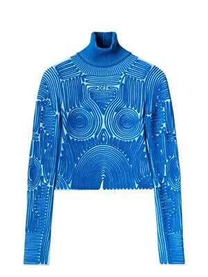 Off-White Flower Vortix Embroidered Top - Blue