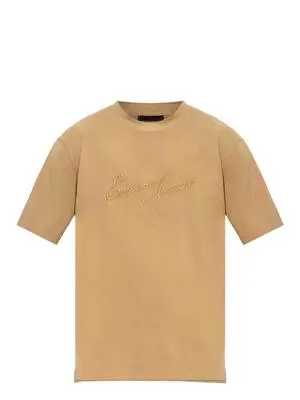 Emporio Armani Logo-embroidered T-shirt - Neutrals
