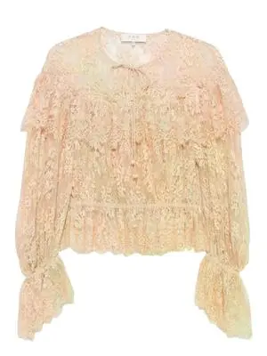 Sea Ruffled Lace Blouse - Neutrals
