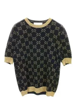Gucci 2000s Gg Logo-pattern Short-sleeved Sweater - Blue