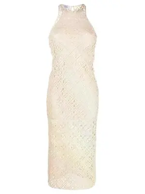 Off-White Arrows Crochet Midi Dress - Neutrals