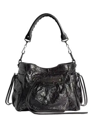 Balenciaga Le City Crinkled Leather Tote Bag - Black