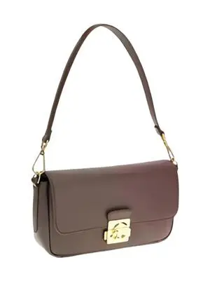 COCCINELLE Medium C-me Lock Leather Shoulder Bag - Brown