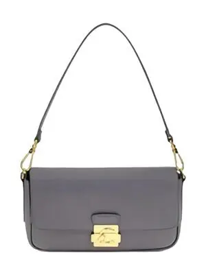 COCCINELLE Medium C-me Lock Leather Shoulder Bag - Grey