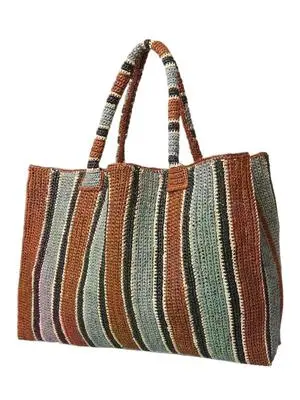 GABRIELE FRANTZEN Striped Crocheted Tote Bag - Brown