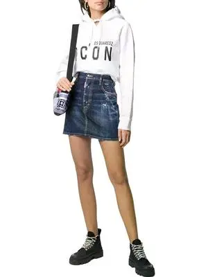 Dsquared2 Icon Print Hoodie - White