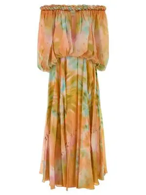Zimmermann Luna Twist Off-the-shoulder Gown - Orange