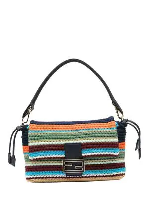 Fendi Medium Mamma Baguette Striped Tote Bag - Blue