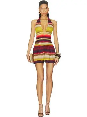 RUNAWAY THE LABEL Xylia Halter Low Plunge Mini Dress In . Also - Multi