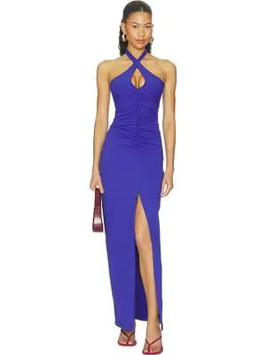 Susana Monaco Cross Front Gathered Front Dress - Blue