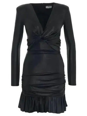 Elisabetta Franchi Ruffled-hem Mini Dress - Black