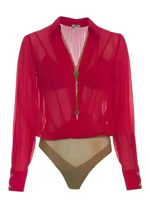 Elisabetta Franchi Chain-link Padlock-detail Bodysuit - Red